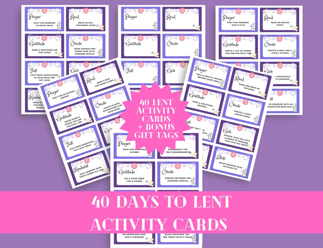 40 Lent Activity Cards, Christian Easter Activities, Lenten Project for ...