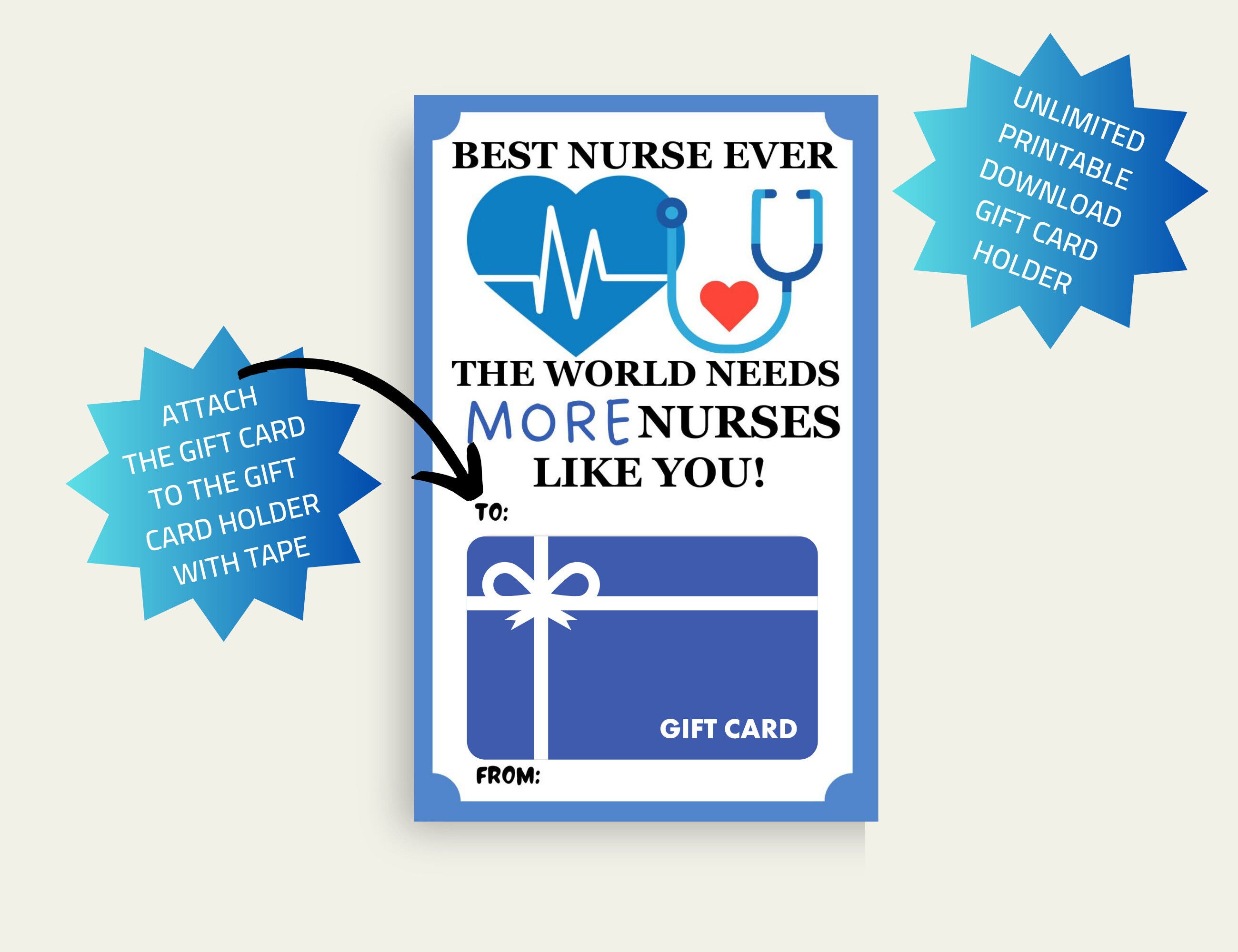 Nurse Gift Card Holder, Nurse Week Appreciation, Printable Gift for ...