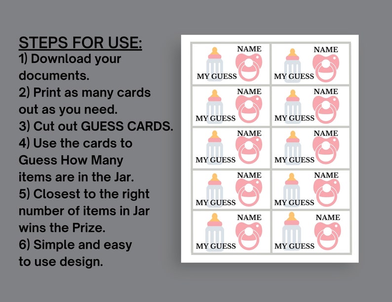 Guess How Many Candies Are in the Jar, How Many Kisses Sign and Cards ...