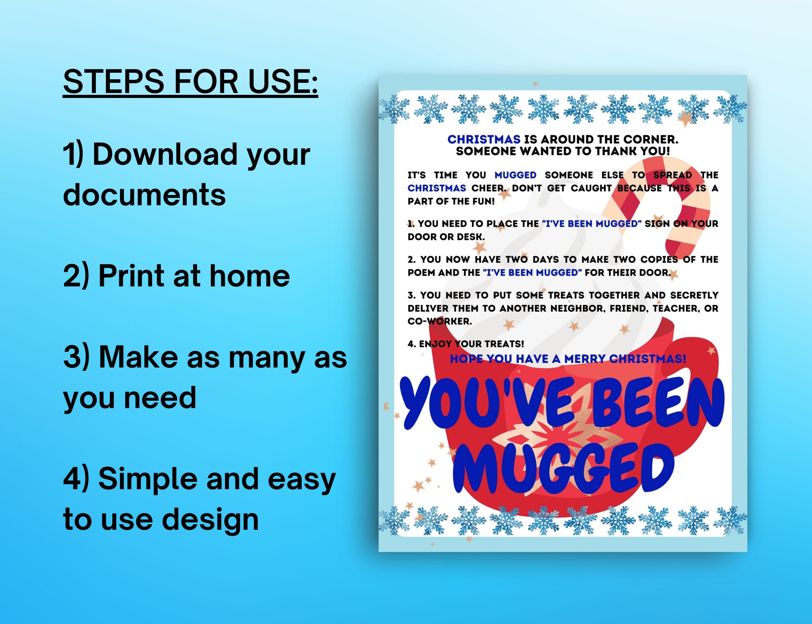 You've Been Mugged Game Printable, We've Been Mugged, Christmas Kit ...
