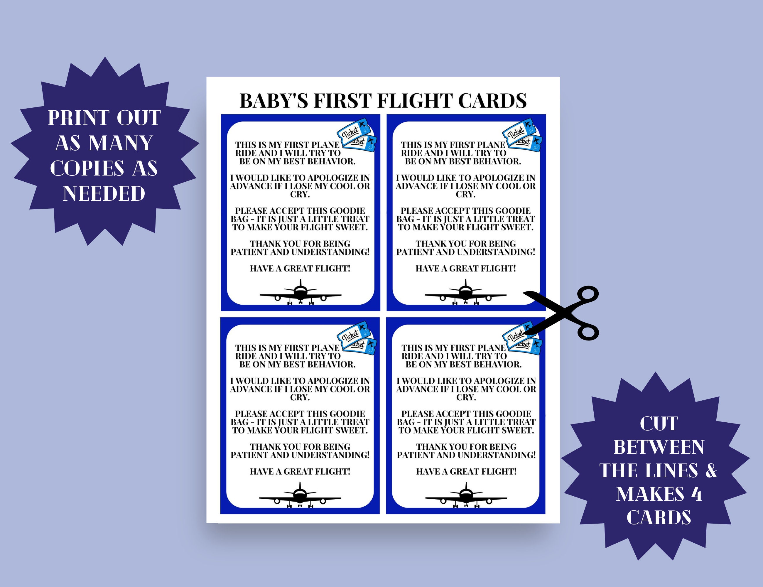 Baby on Board Flight Card Printable, Baby's First Flight Card, First ...