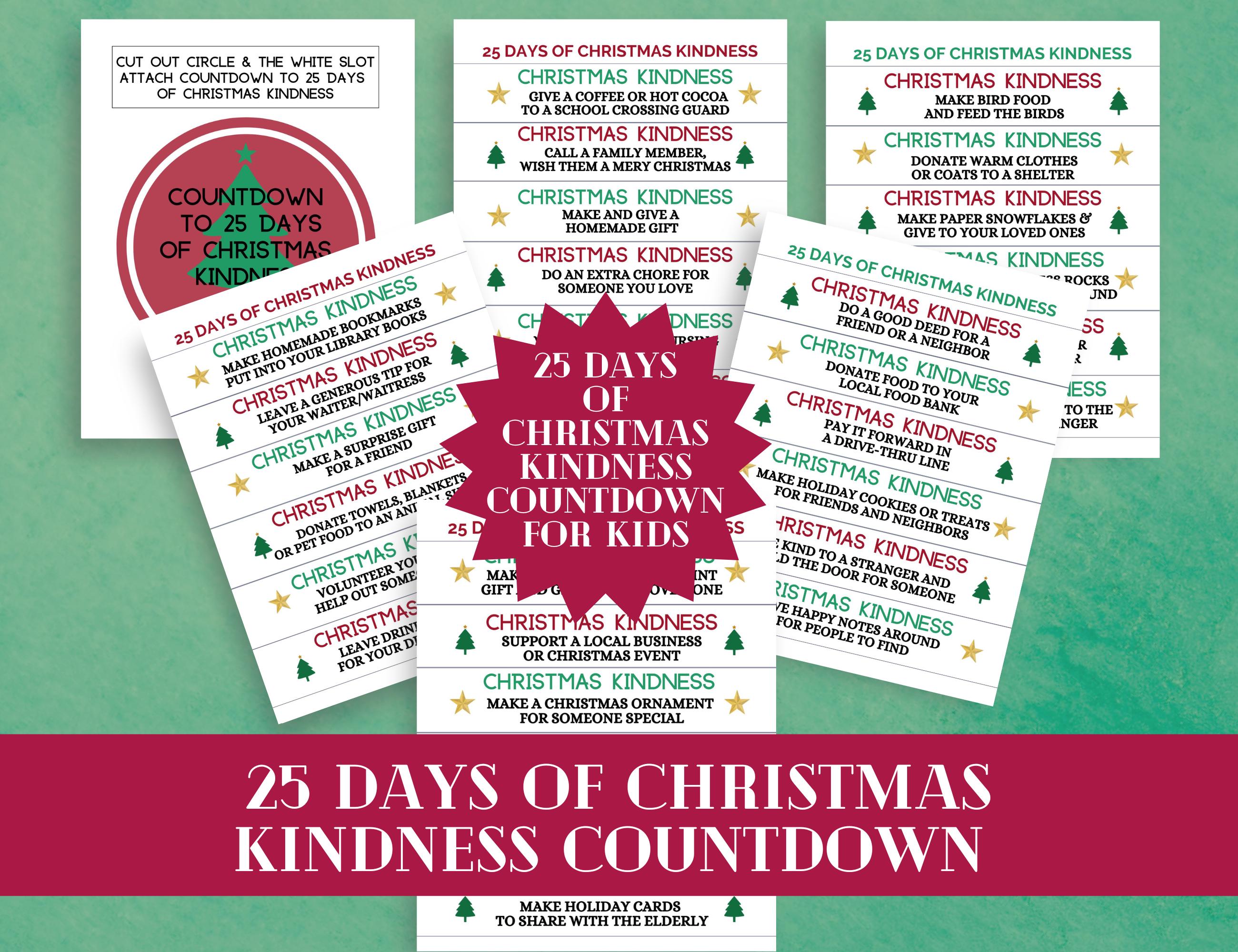 Christmas Kindness Countdown Chain: 25 Days Printable (DIGITAL DOWNLOAD ...