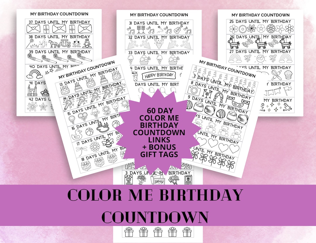 Birthday Color Countdown, Paper Chain Countdown, DIY Printable Color ...