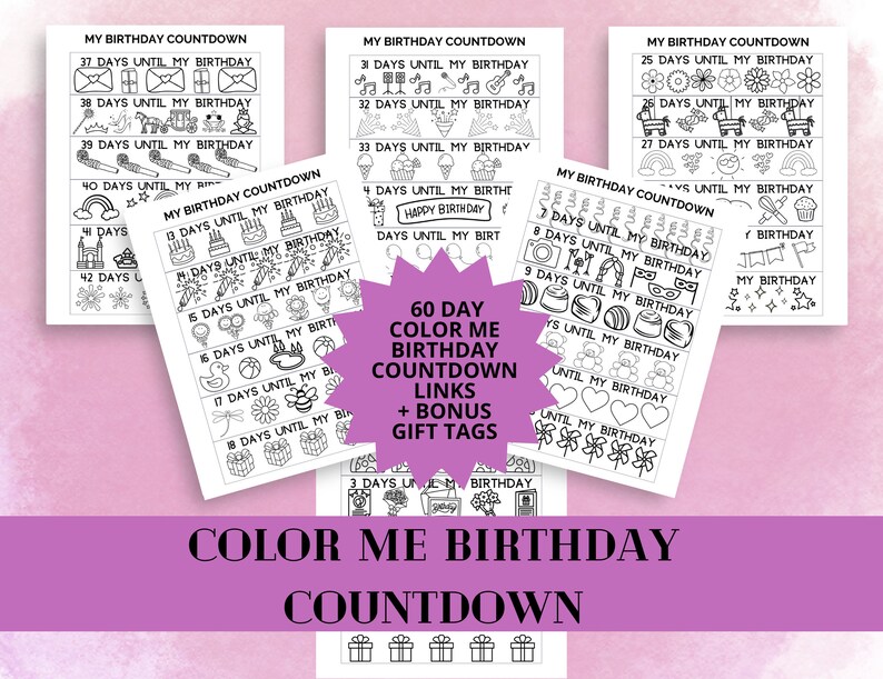Birthday Color Countdown, Paper Chain Countdown, DIY Printable Color ...