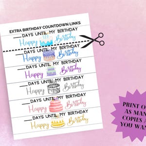 Birthday Countdown Paper Chain: Printable DIY Activity, Gift Tags (PDF ...