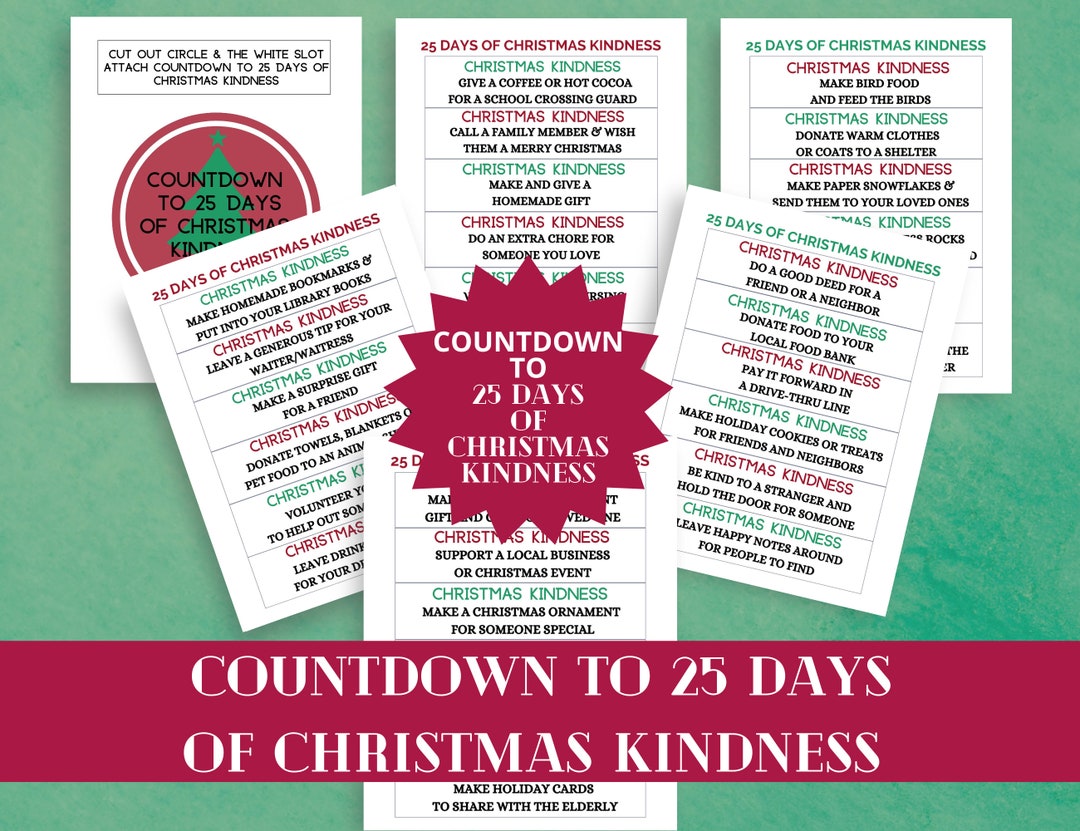 Christmas Kindness Countdown Chain, Advent Calendar Printable, 25 Days ...
