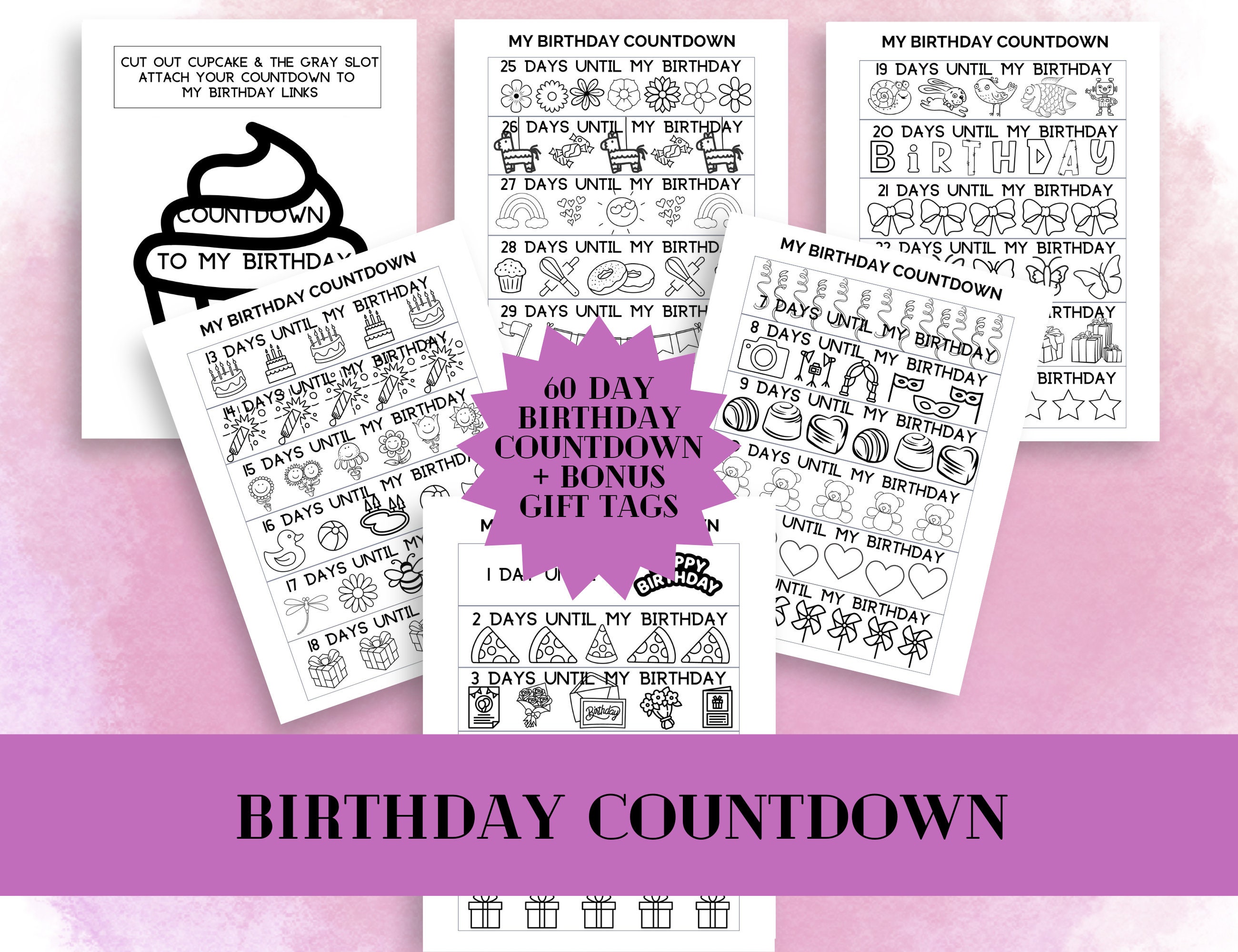 Birthday Color Countdown Paper Chain Countdown DIY Printable - Etsy