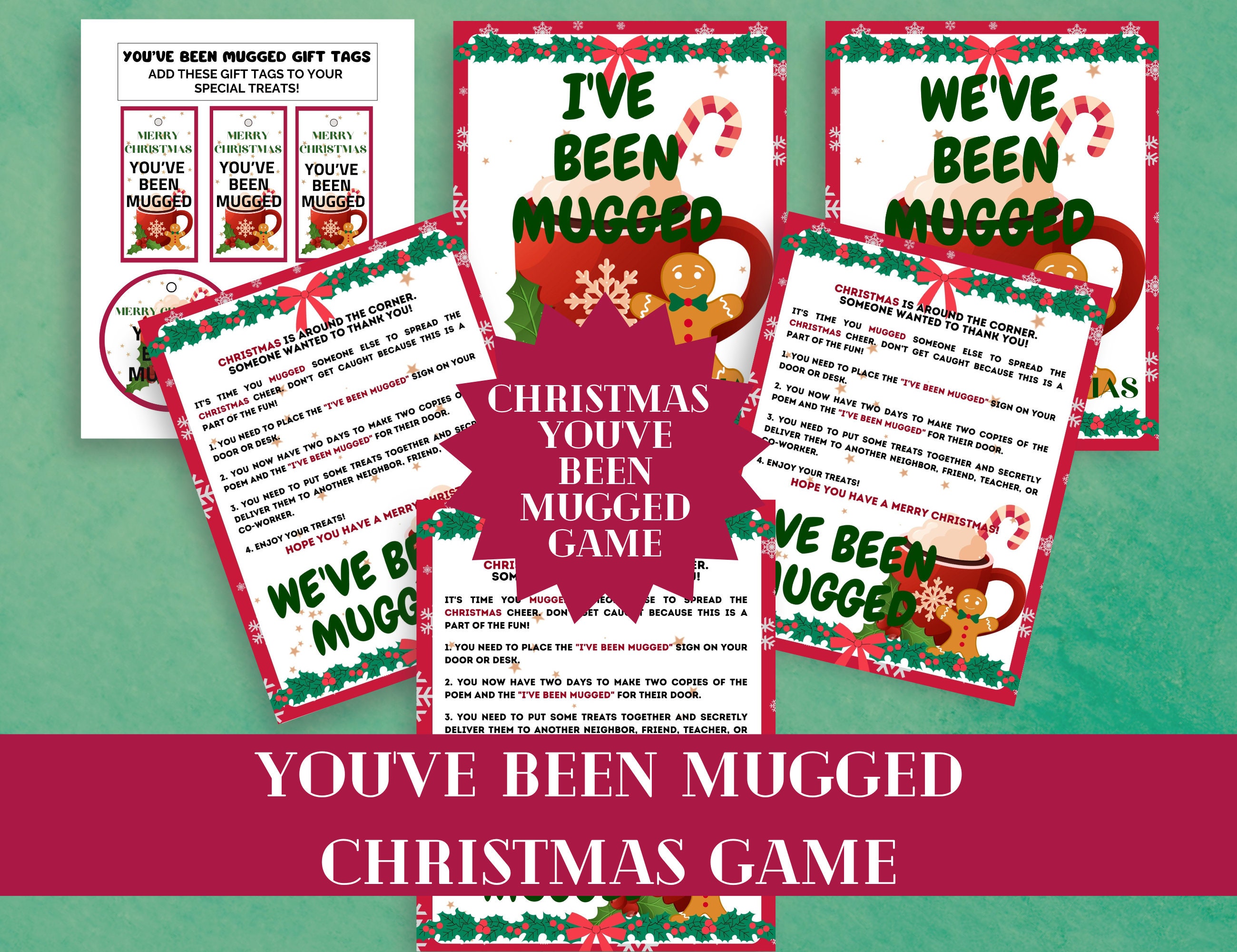 You've Been Mugged Game Printable, We've Been Mugged, Christmas Kit ...