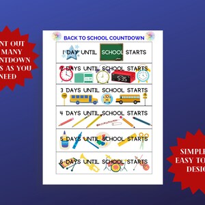 Back to School Kids Calendar Countdown, DYI Chain Printable for ...