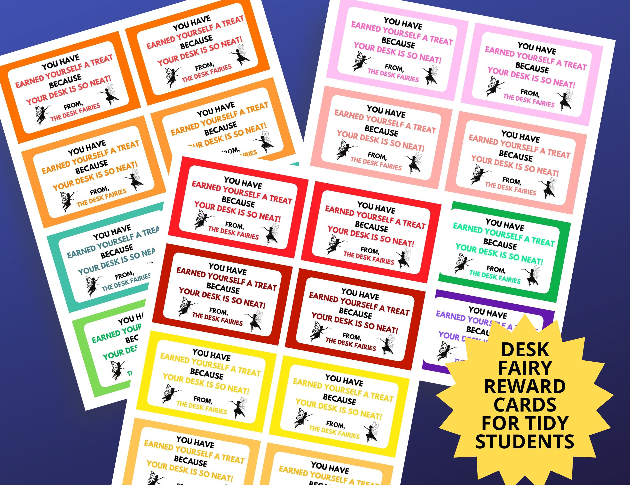 Desk Fairy Reward Notes, Desk Fairy Printable Treat Cards, Desk Fairies ...