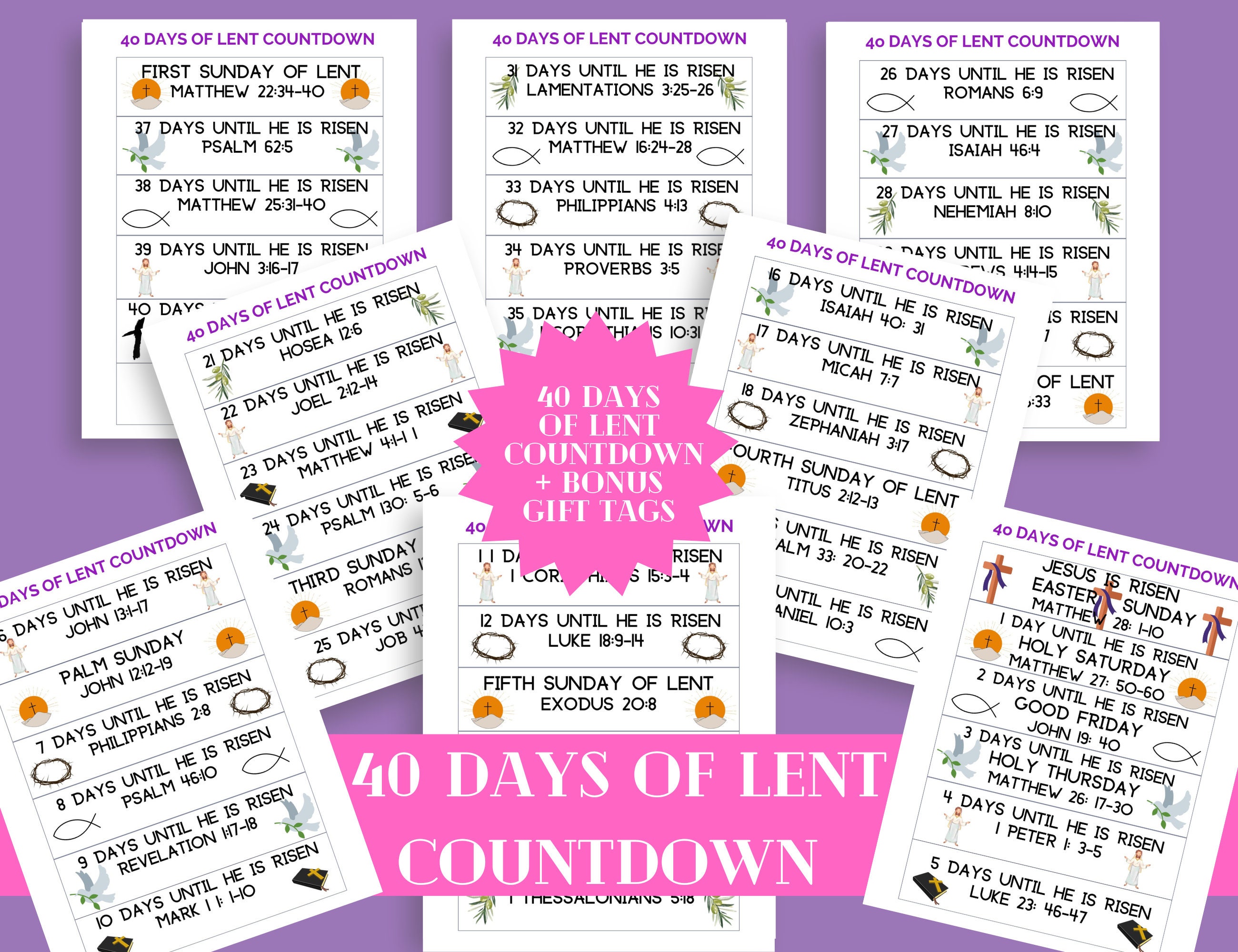 LENT 40 Day Countdown, DIY Printable Paper Chain, Family Lent Activity ...