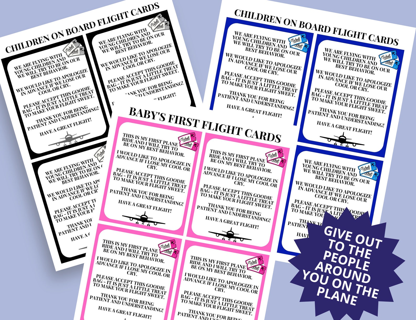 Baby on Board Flight Card Printable, Baby's First Flight Card, First ...