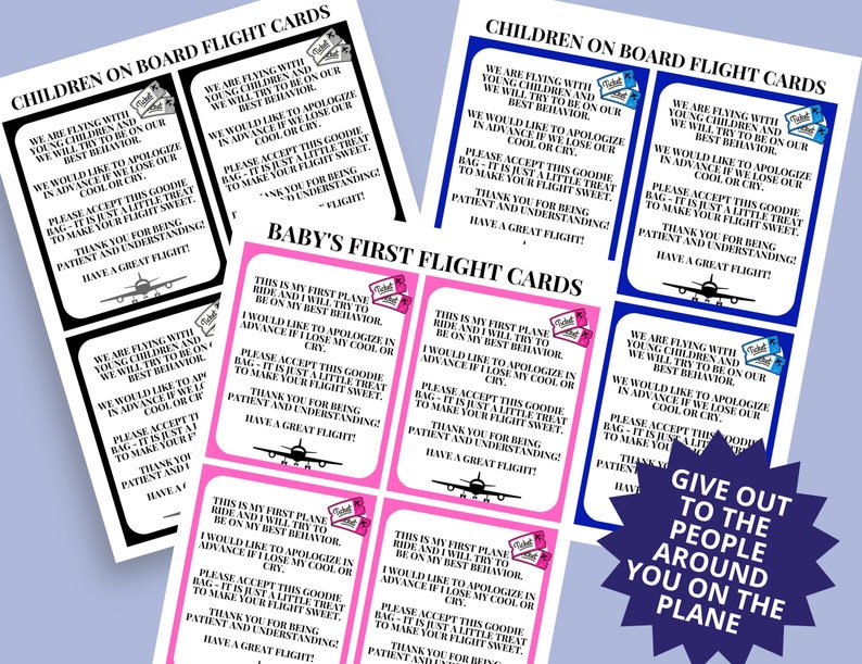 Baby on Board Flight Card Printable, Baby's First Flight Card, First ...