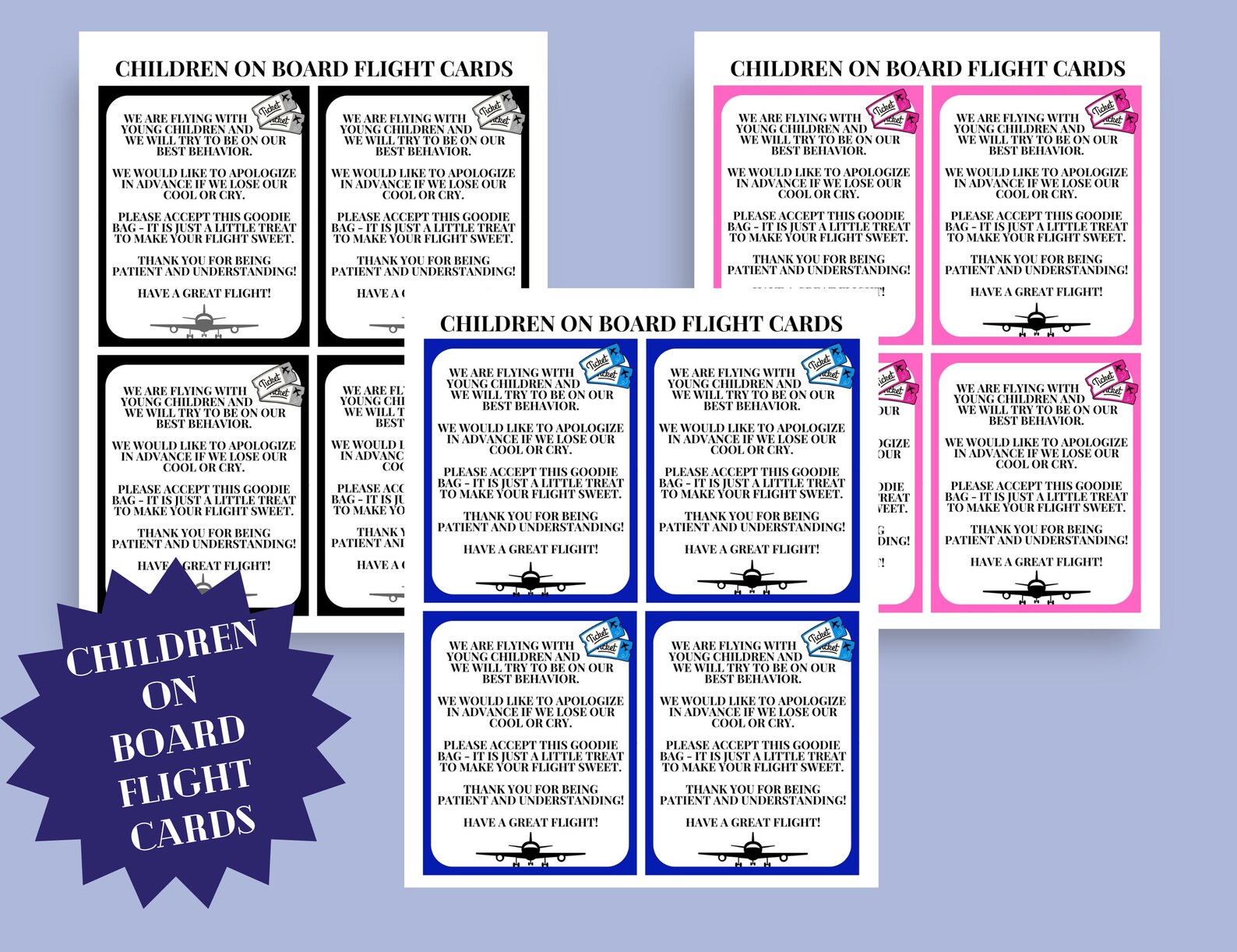 Baby on Board Flight Card Printable, Baby's First Flight Card, First ...