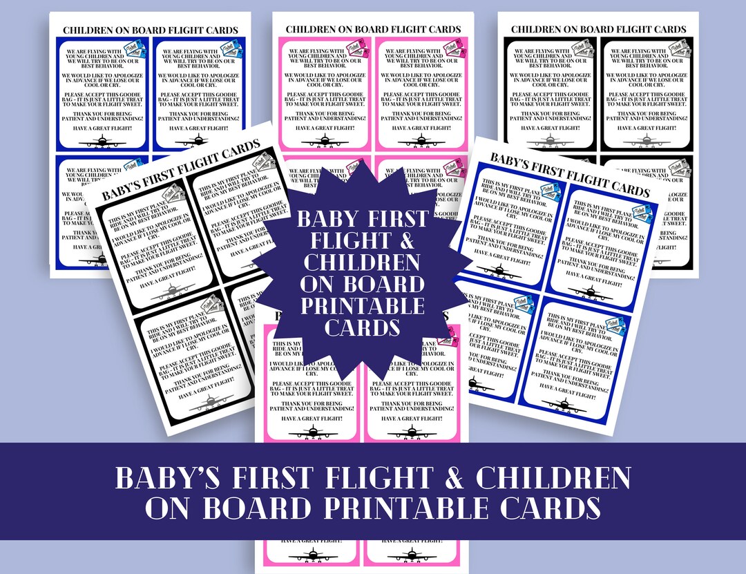 Baby on Board Flight Card Printable, Baby's First Flight Card, First ...