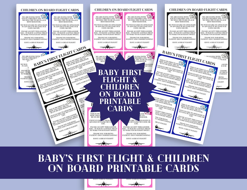 Baby on Board Flight Card Printable, Baby's First Flight Card, First ...
