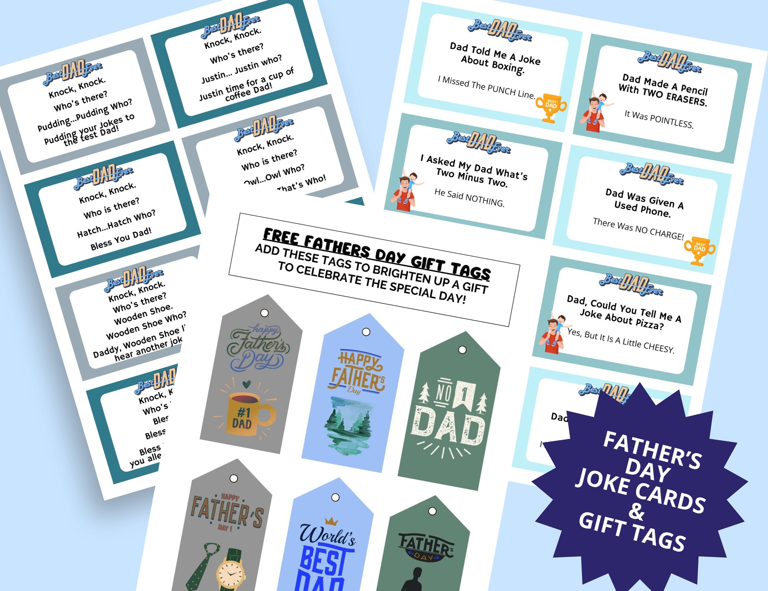 Father's Day Joke Cards 2, Lunchbox Note Cards, Dad's Day Printable ...