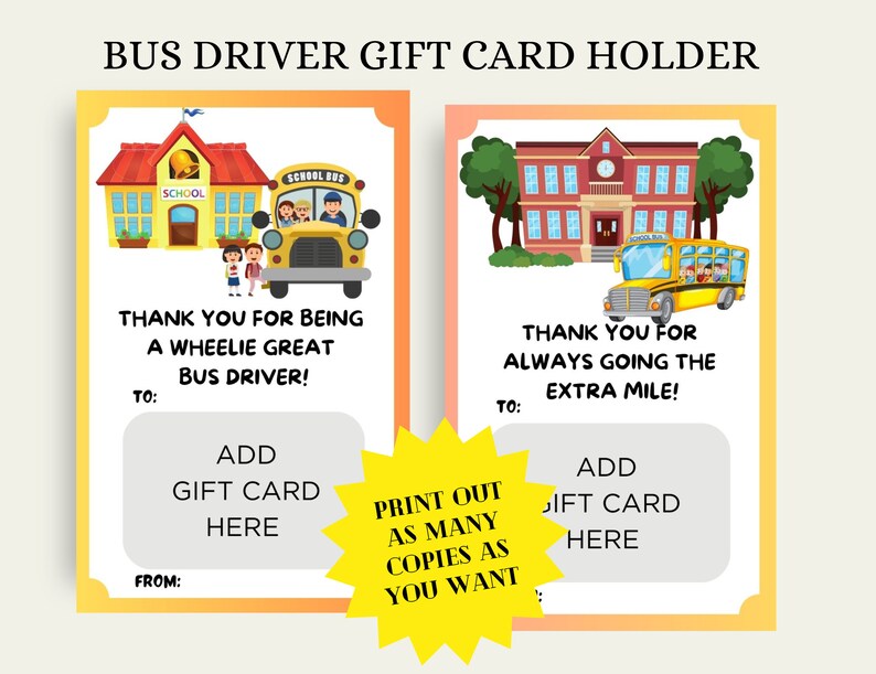 Bus Driver Appreciation Printable, Bus Driver Thank You Card, School ...