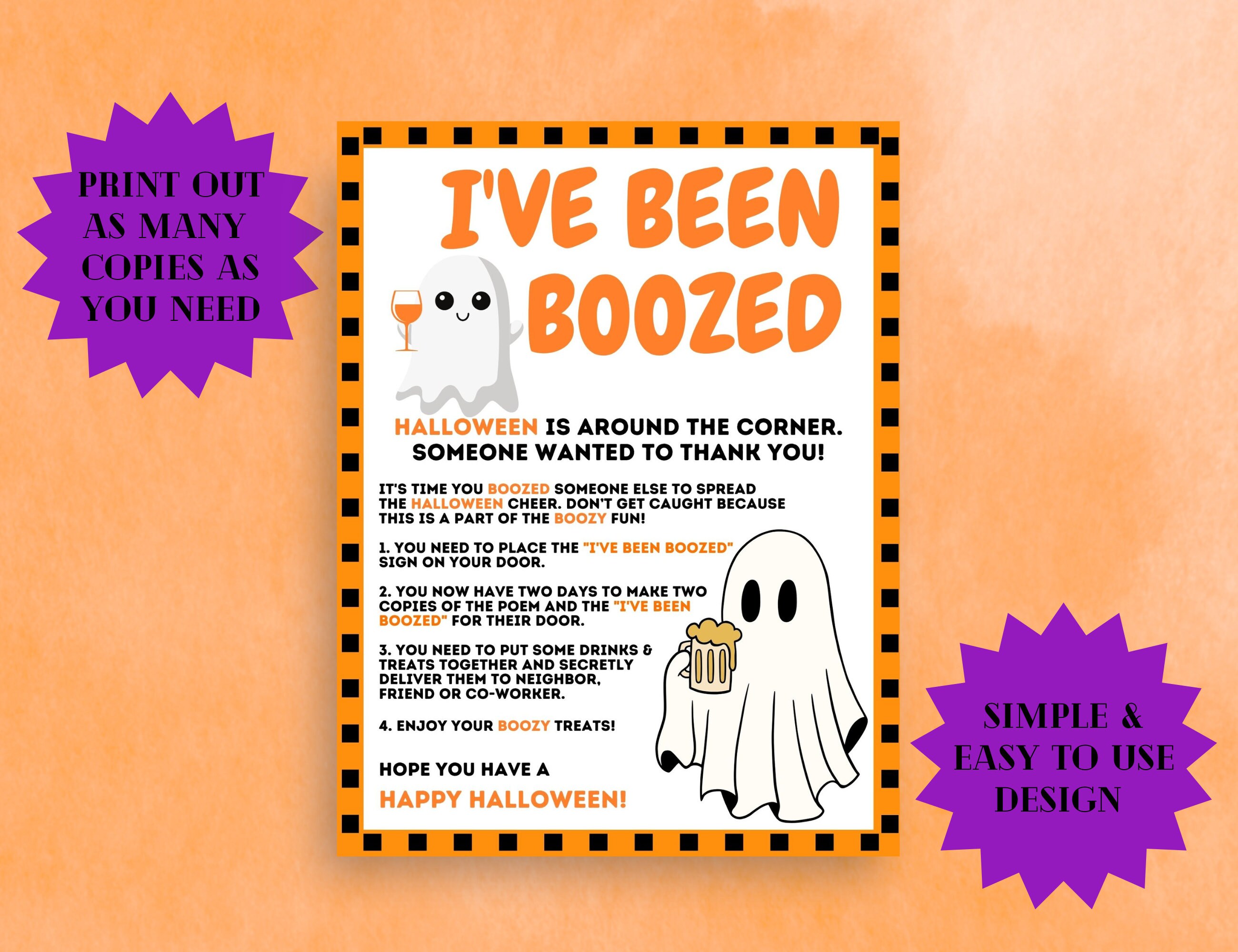 You've Been Boozed Game Printable, We've Been Boozed, Halloween Boozed ...