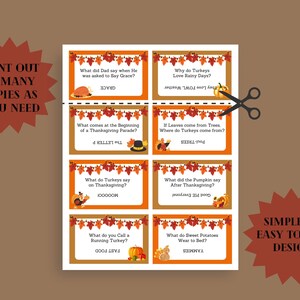 Thanksgiving Lunchbox Joke Cards: Kids' Printable Gift Tags (DIGITAL ...