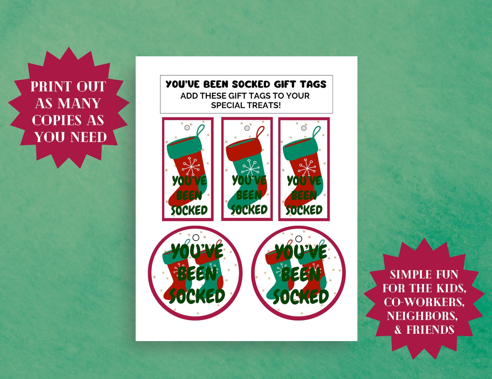 You've Been Socked Christmas Game: Printable Kit (PDF) - Etsy