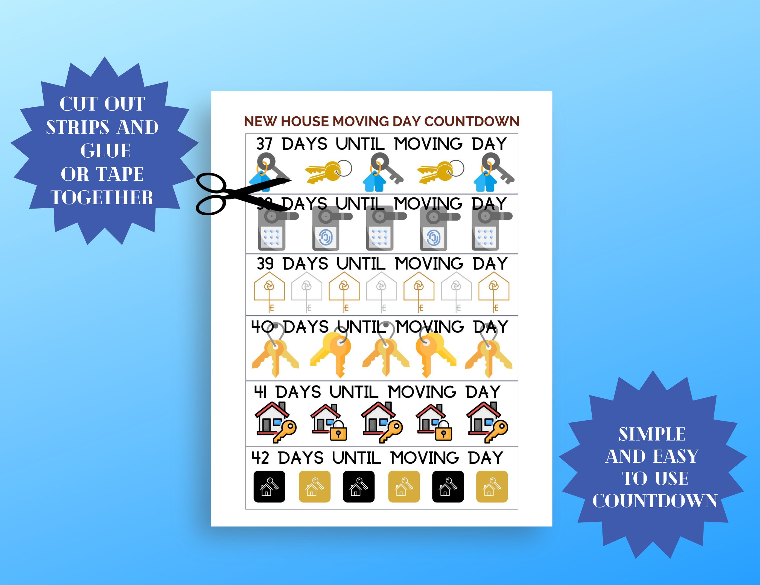New Home Printable Countdown, Moving Day Countdown, We're Buying a ...