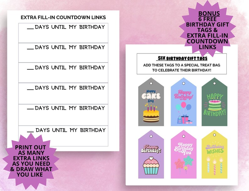 Birthday Color Countdown, Paper Chain Countdown, DIY Printable Color ...