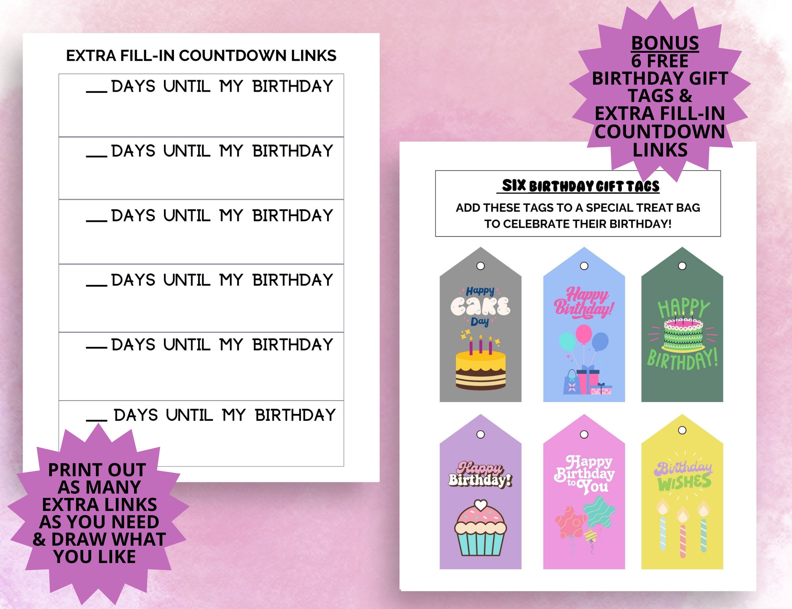 Birthday Color Countdown, Paper Chain Countdown, DIY Printable Color ...