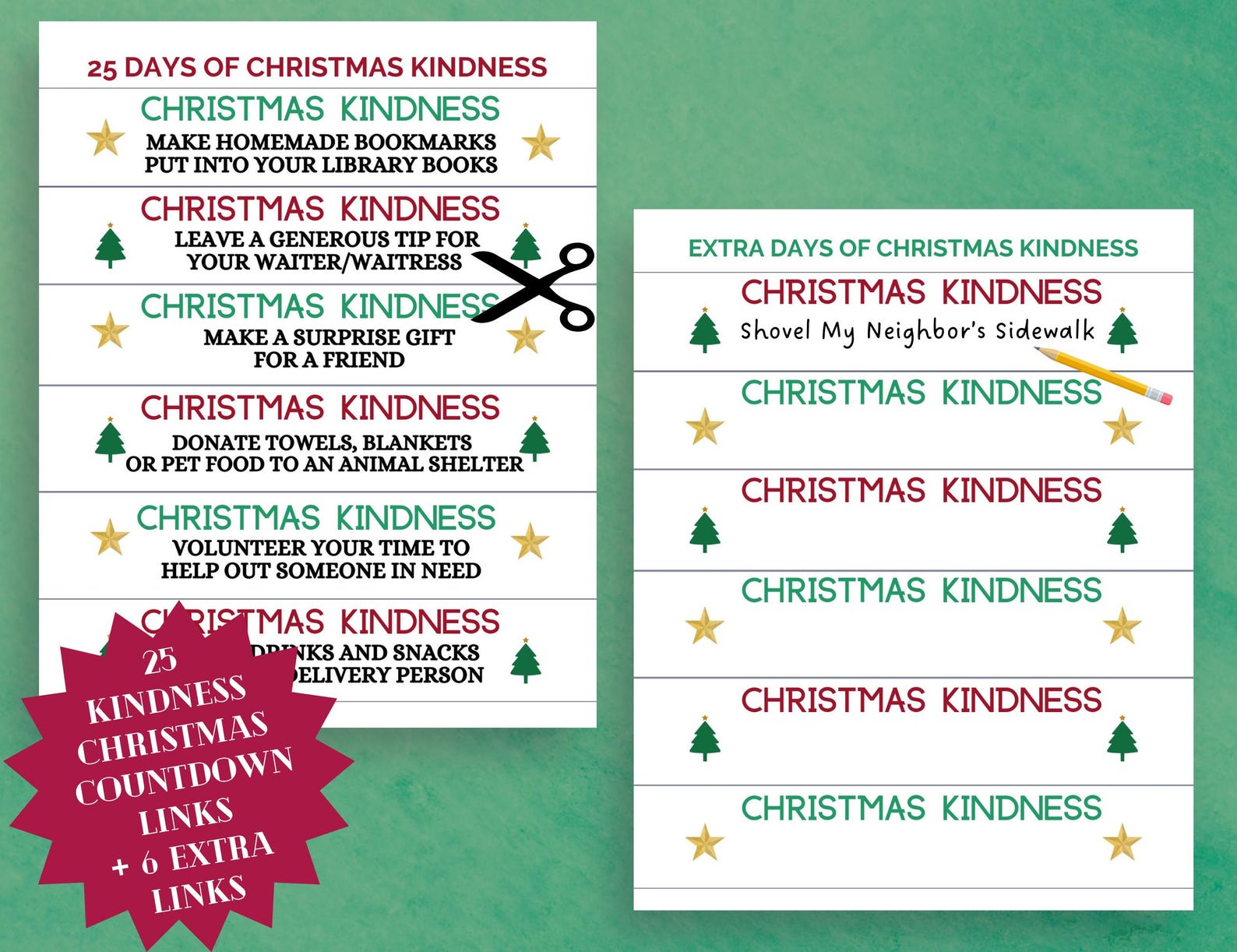 Christmas Kindness Countdown Chain: 25 Days Printable (DIGITAL DOWNLOAD ...