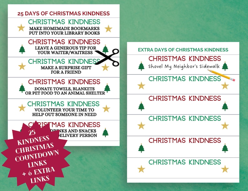 Christmas Kindness Countdown Chain: 25 Days Printable (DIGITAL DOWNLOAD ...