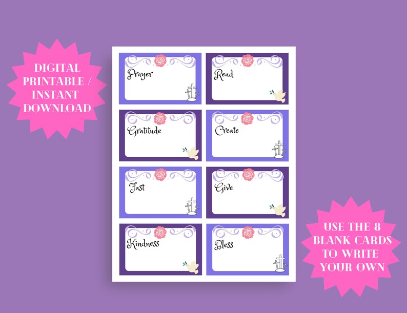 40 Lent Activity Cards, Christian Easter Activities, Lenten Project for ...