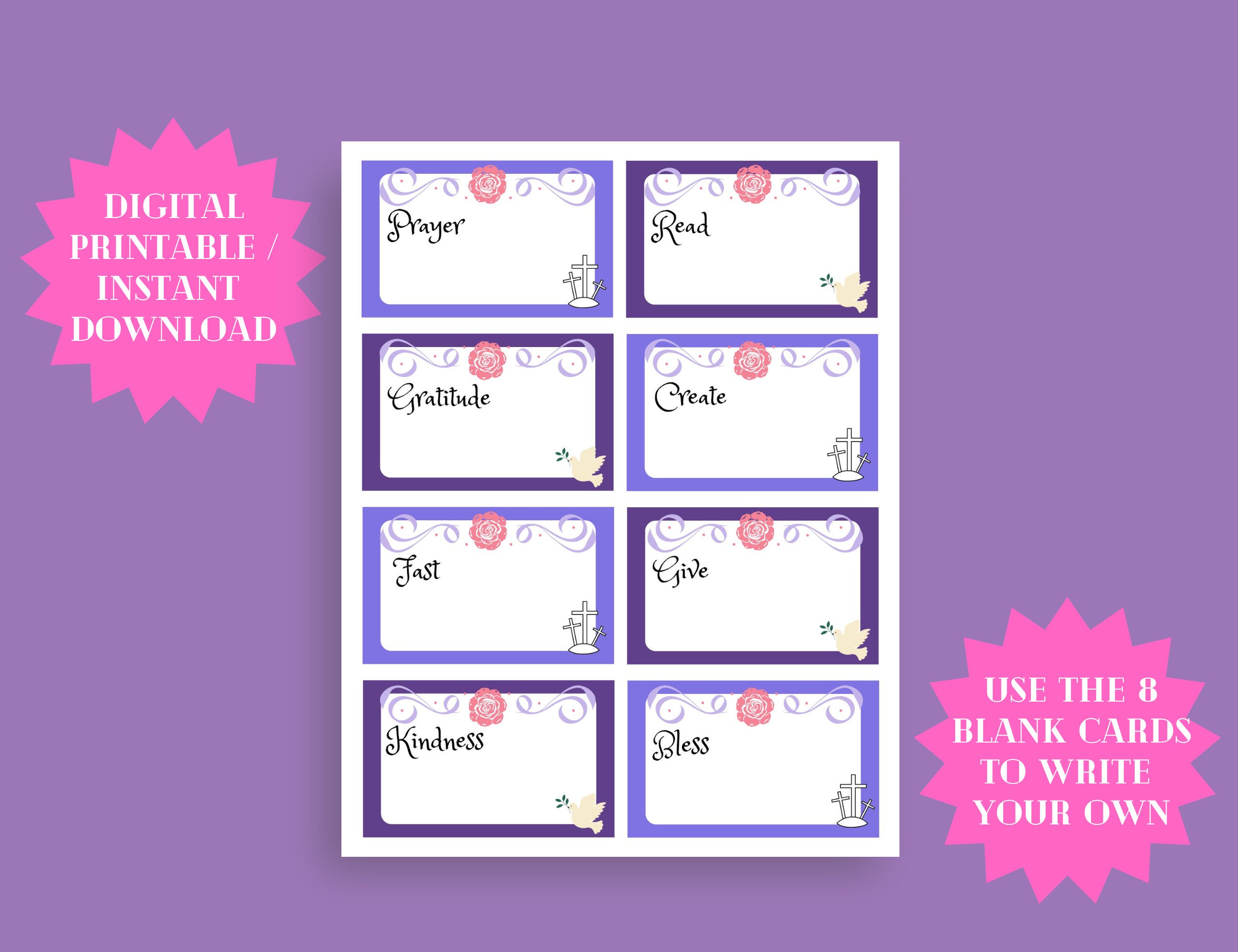 40 Lent Activity Cards, Christian Easter Activities, Lenten Project for ...