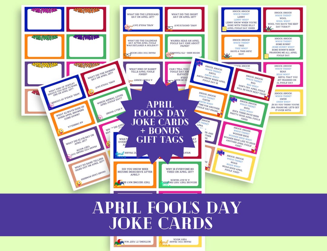 April Fool's Day Joke Cards: Lunchbox Notes & Gift Tags (PRINTABLE PDF ...