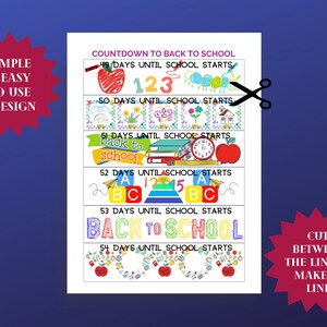Back to School Kids Calendar Countdown, DYI Chain Printable for ...