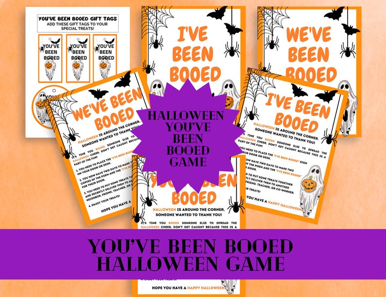 Halloween 'you've Been Booed' Game Kit: Printable Gift Tags (DIGITAL ...