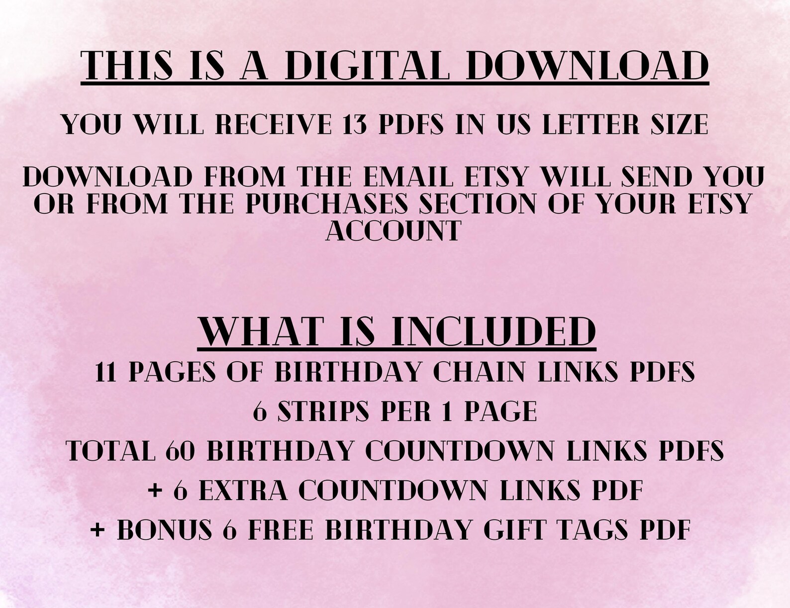 Birthday Countdown Paper Chain: Printable DIY Activity, Gift Tags (PDF ...