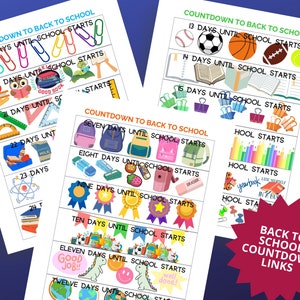 Back to School Kids Calendar Countdown, DYI Chain Printable for ...