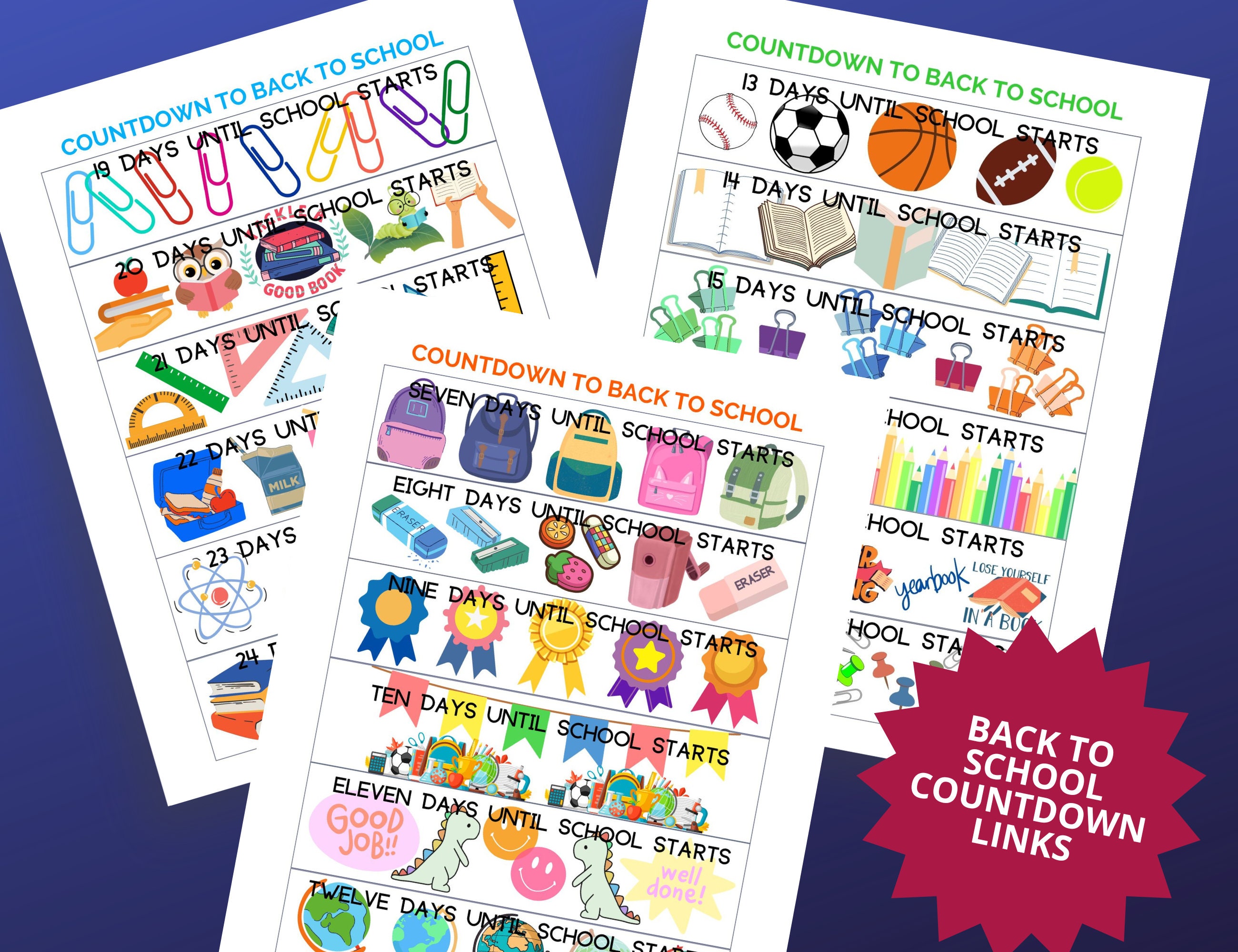Back to School Kids Calendar Countdown, DYI Chain Printable for ...