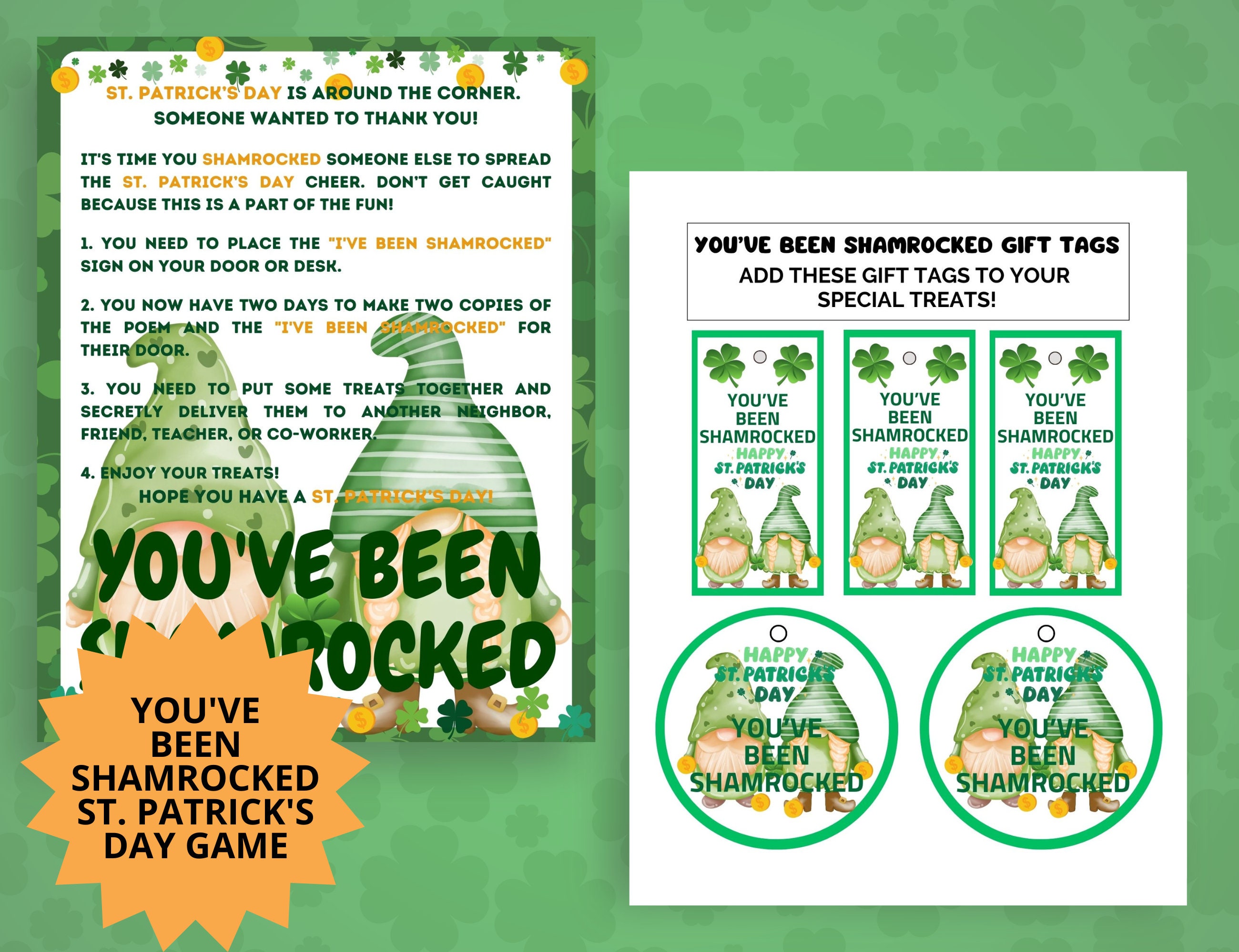 St. Patrick's Day Shamrocked Game Kit (printable PDF) - Etsy