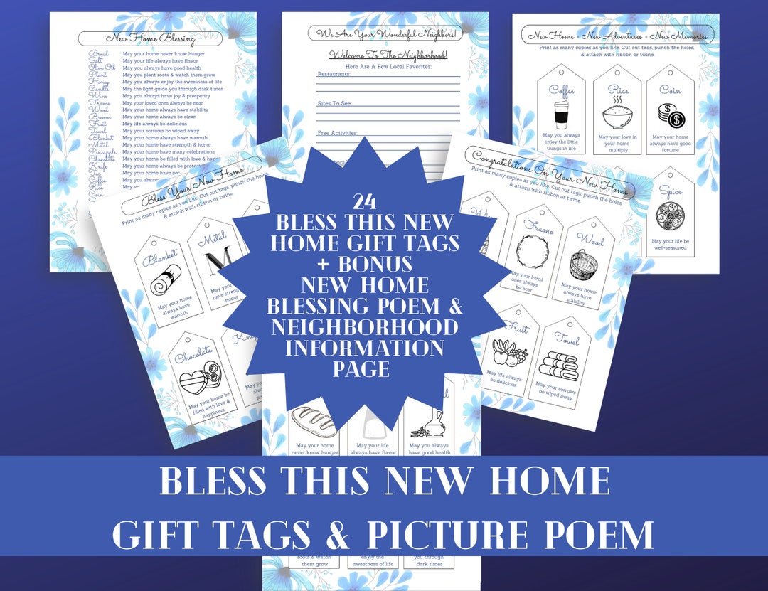 Bless This New Home Gift Tags, Printable Activity Welcome Home Gifts ...