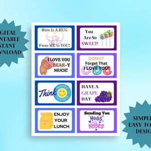 Lunch Box Printable Notes for Kids, Back to School Printable Notes ...