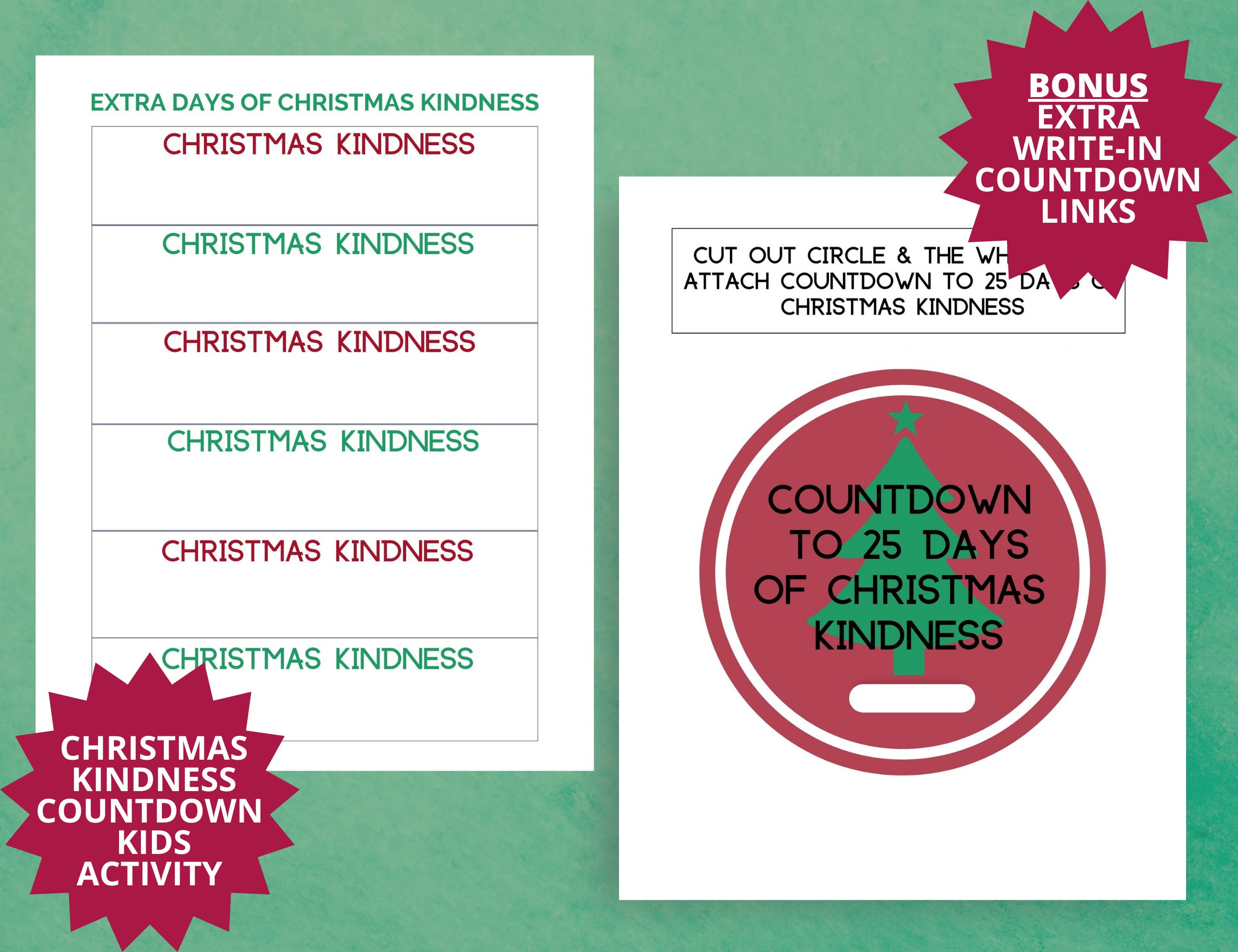 Christmas Kindness Countdown Chain, Advent Calendar Printable, 25 Days ...