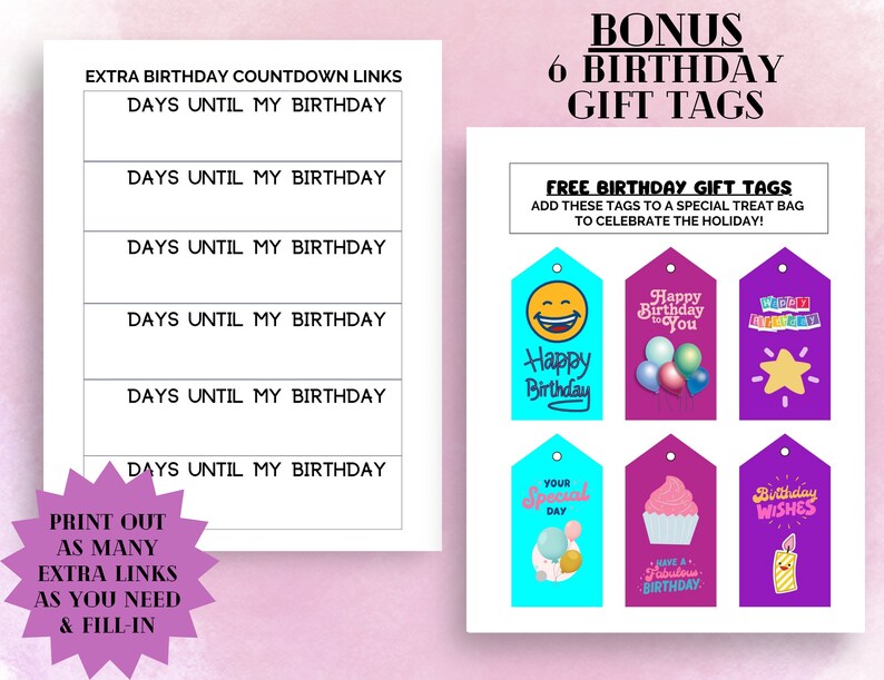 Birthday Color Countdown Paper Chain Countdown DIY Printable - Etsy