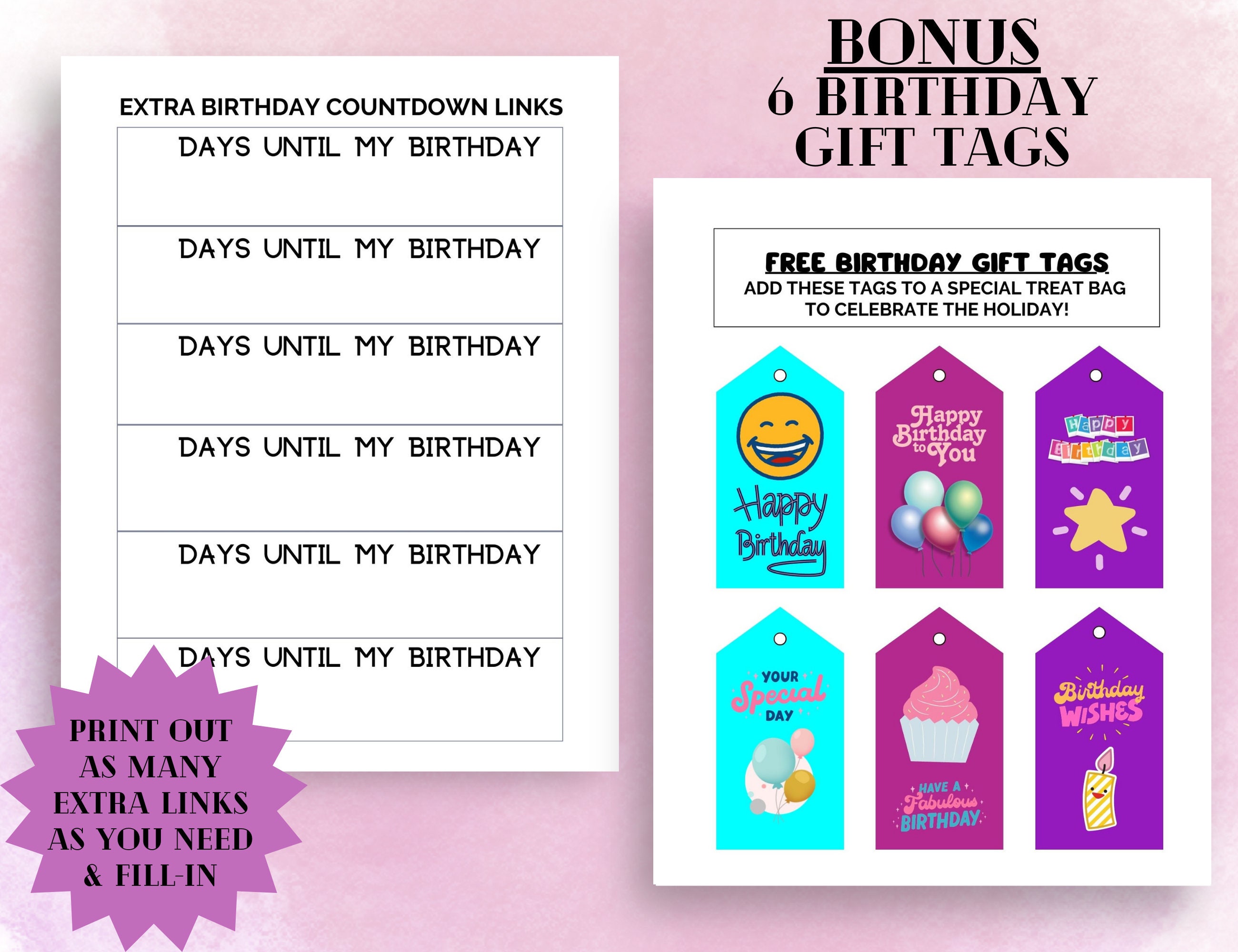 Birthday Color Countdown Paper Chain Countdown DIY Printable - Etsy