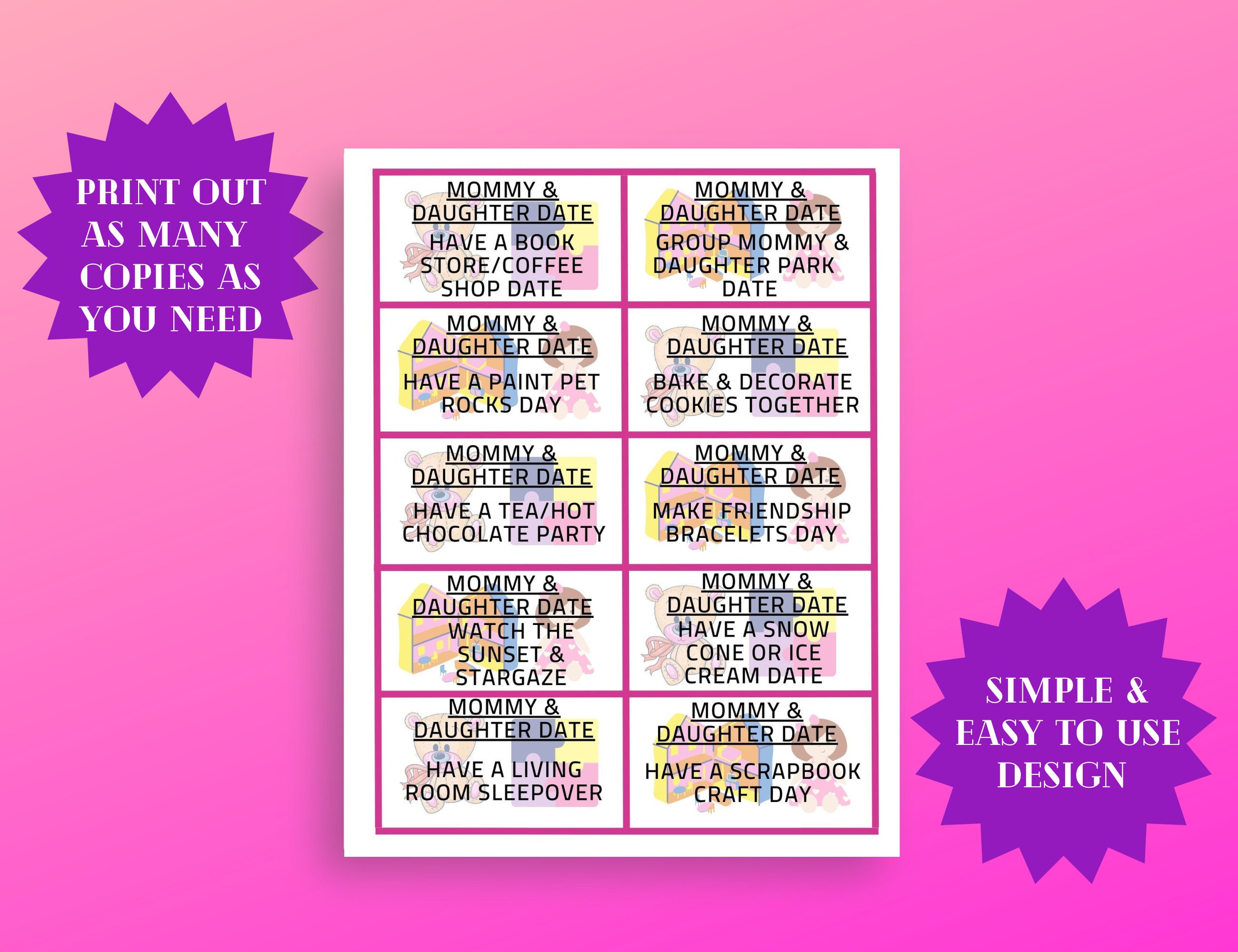 Mommy and Daughter Date Night Coupons: Activity Cards & Gift Tags ...