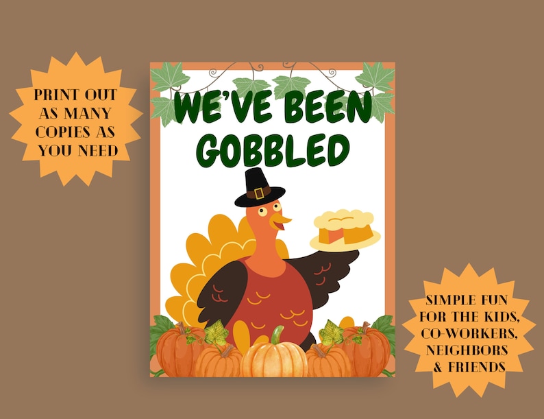 You've Been Gobbled Game Printable, We've Been Gobbled, Thanksgiving ...