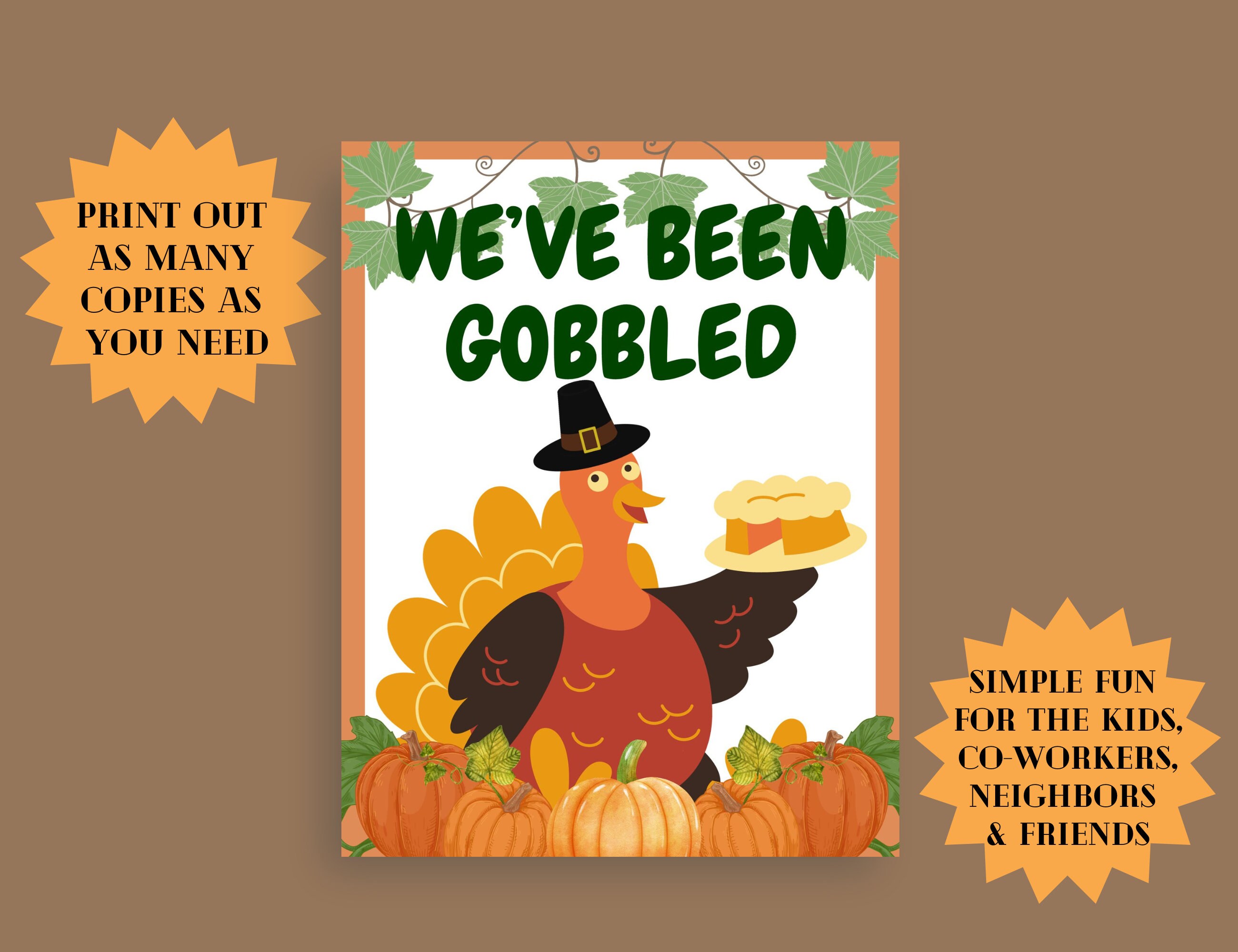 You've Been Gobbled Game Printable, We've Been Gobbled, Thanksgiving ...