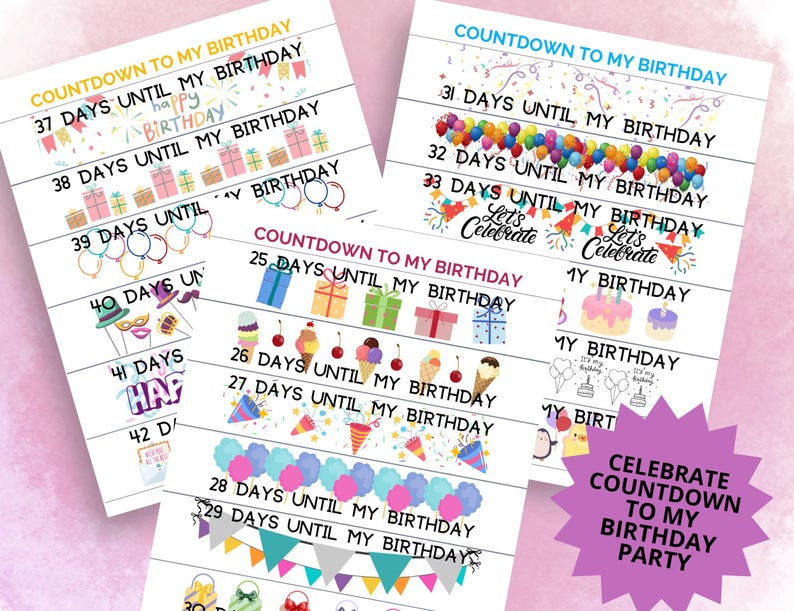 Birthday Countdown Paper Chain: Printable DIY Activity, Gift Tags (PDF ...