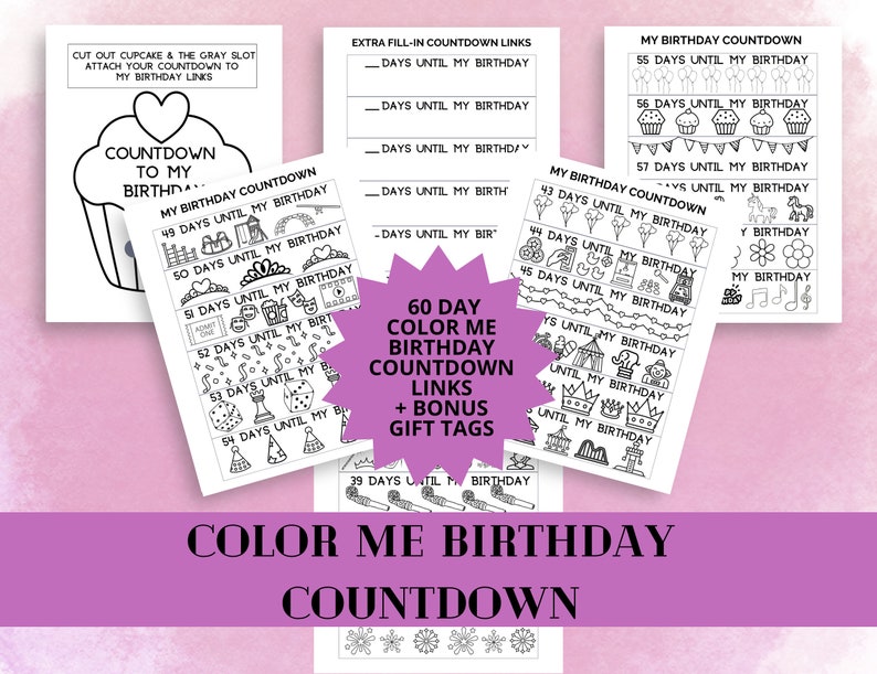 Birthday Color Countdown, Paper Chain Countdown, DIY Printable Color ...