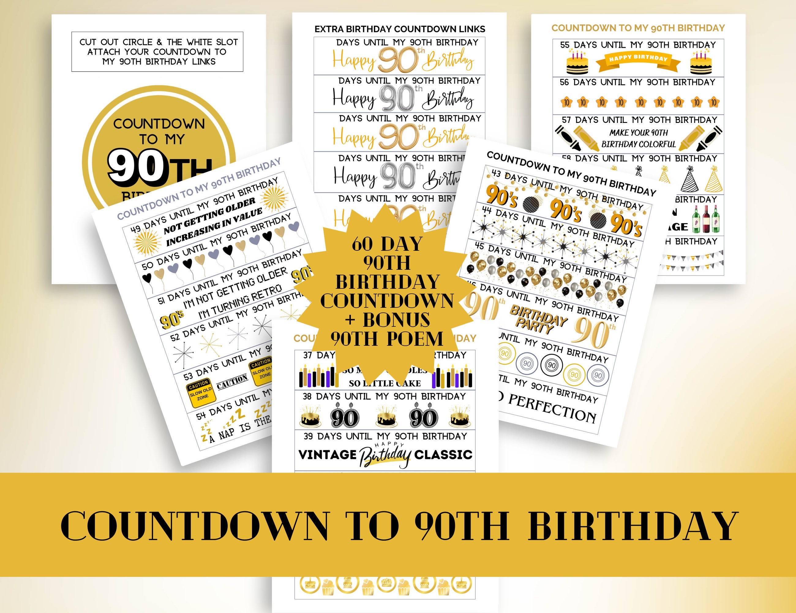 Countdown to My 90th Birthday, DIY Printable Paper Chain Calendar ...
